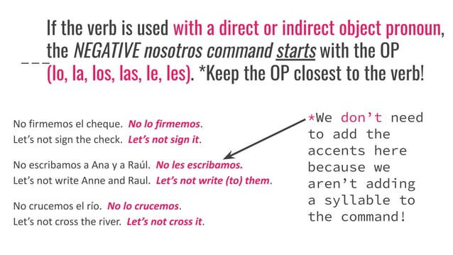 Nosotros Commands Slide Notes with examples | PPT