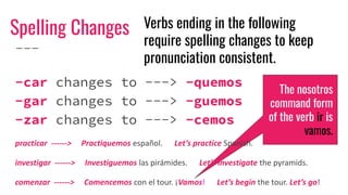 Nosotros Commands Slide Notes with examples | PDF