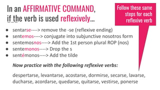 Nosotros Commands Slide Notes with examples | PDF