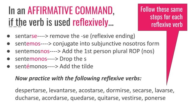 Nosotros Commands Slide Notes with examples | PPT