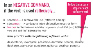 Nosotros Commands Slide Notes with examples | PDF