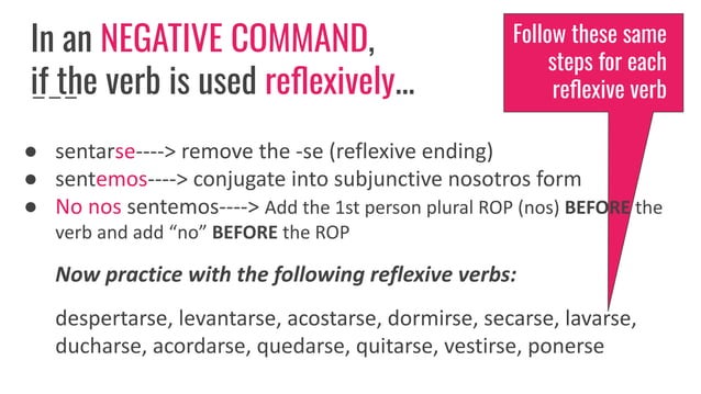 Nosotros Commands Slide Notes with examples | PPT