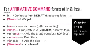 Nosotros Commands Slide Notes with examples | PDF