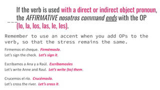Nosotros Commands Slide Notes with examples | PDF