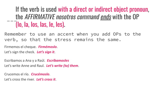 Nosotros Commands Slide Notes with examples | PPT