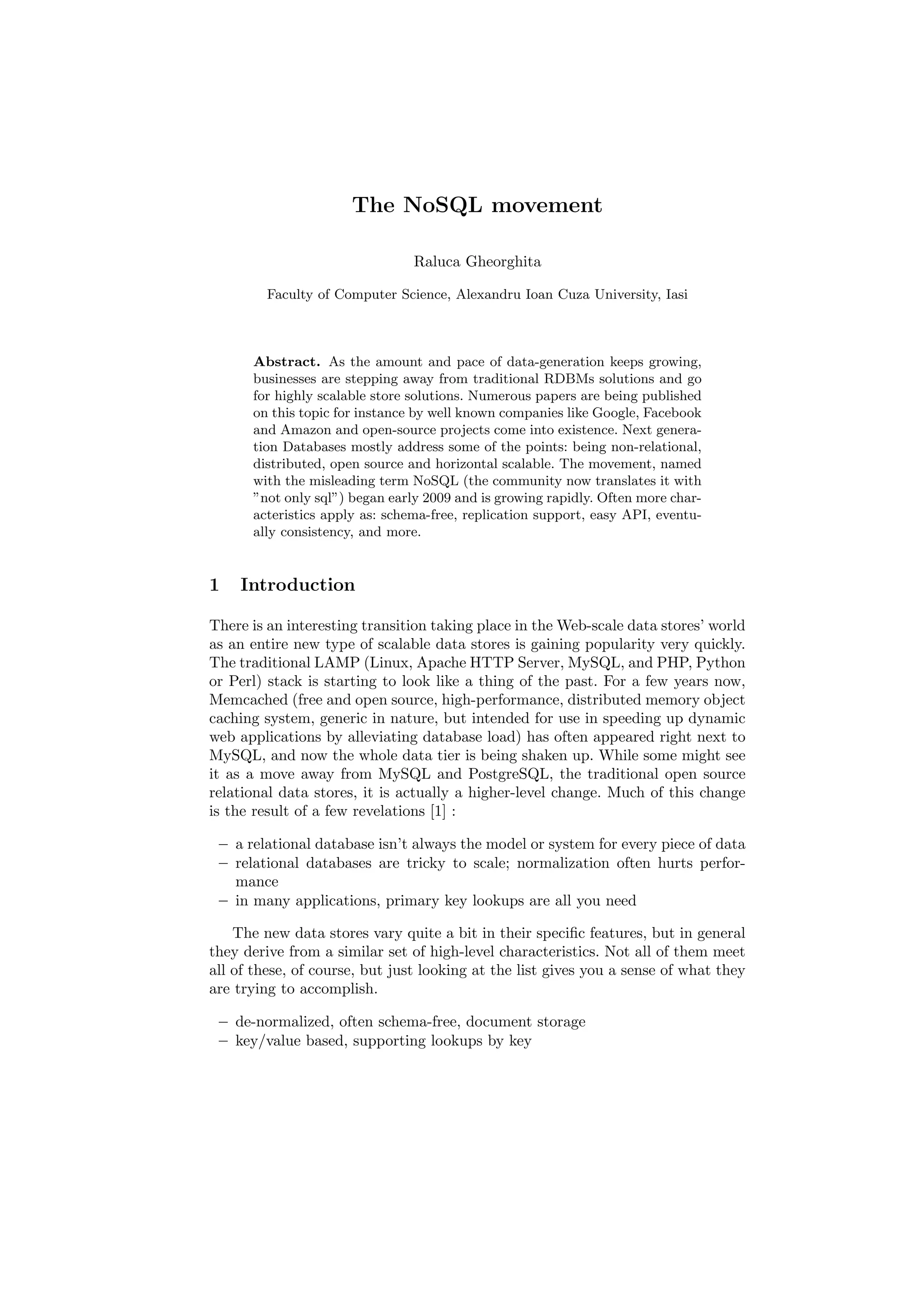 The NoSQL Movement | PDF