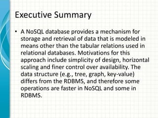 NOSQL Databases types and Uses | PPTX