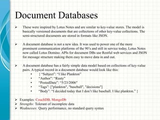NOSQL Databases types and Uses | PPTX