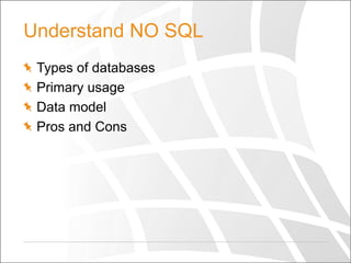 NO SQL Databases, Big Data and the cloud | PPTX | Databases | Computer Software and Applications