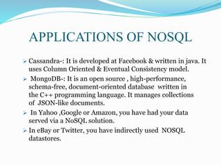 Presentation on NoSQL Database related RDBMS | PPTX | Databases | Computer Software and Applications