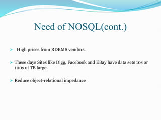 Presentation on NoSQL Database related RDBMS | PPTX | Databases | Computer Software and Applications