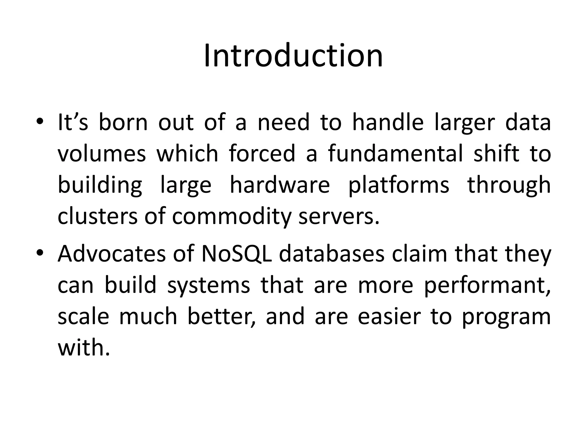 History and Introduction to NoSQL over Traditional Rdbms | PPTX