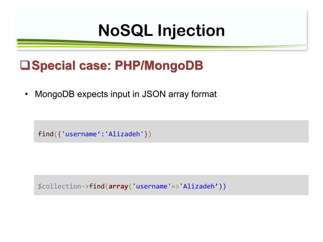 Session11-NoSQL InjectionPHP Injection | PPT