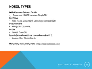 NoSQL Intro with cassandra | PPTX | Databases | Computer Software and Applications