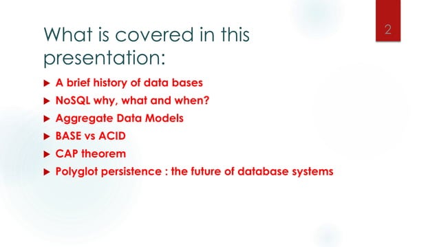 NoSQL databases - An introduction | PPTX | Databases | Computer Software and Applications
