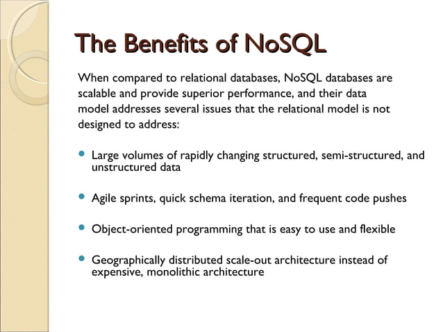 No sql databases explained | PPT