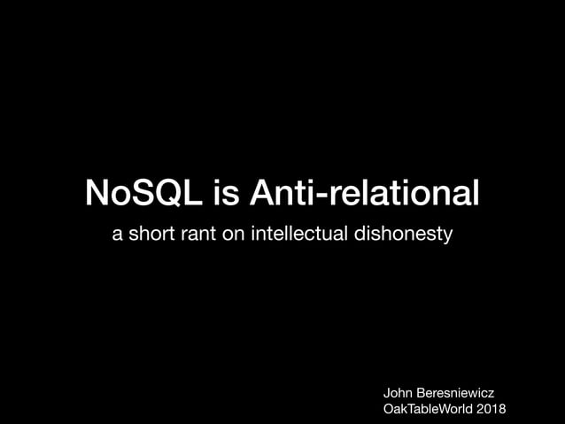 NoSQL is Anti-relational | PDF