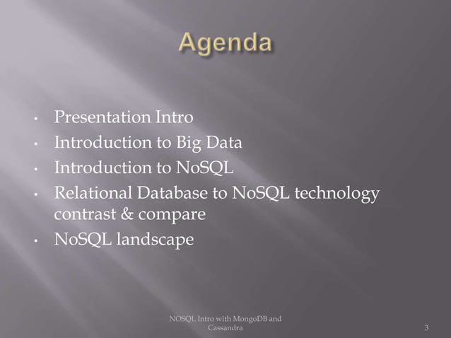 Big Data, NoSQL with MongoDB and Cassasdra | PPTX