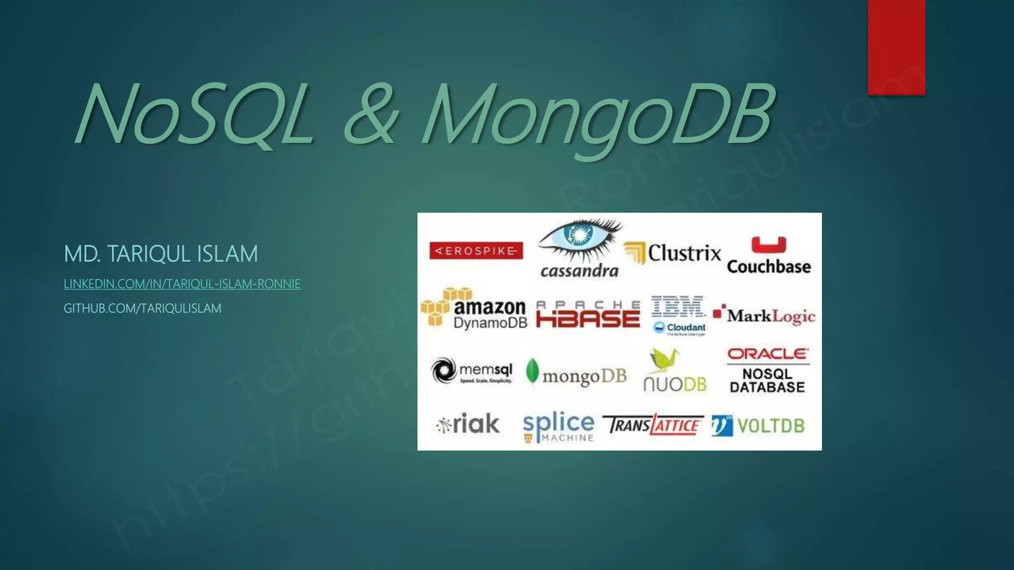 NOSQL and MongoDB Database | PPT