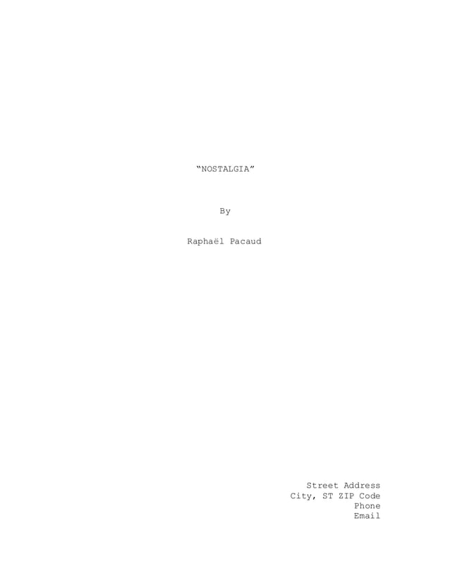 Nostalgia Screenplay Final Draft | DOCX | Eye and Vision Conditions | Diseases and Conditions