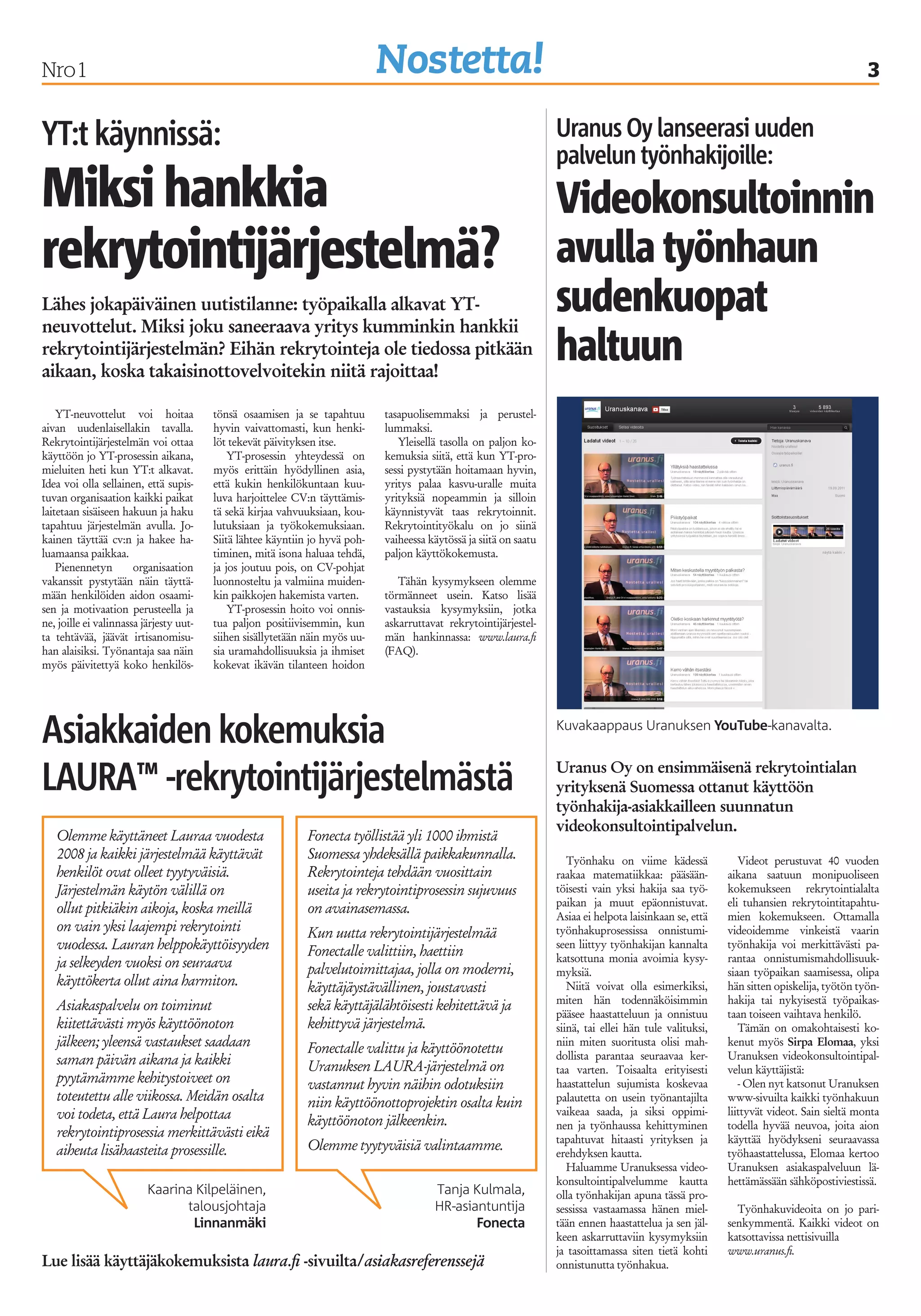 Uranus Oy:n rekrytointijulkaisu - Nostetta nro 1 | PDF
