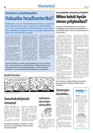 Uranus Oy:n rekrytointijulkaisu - Nostetta nro 1 | PDF