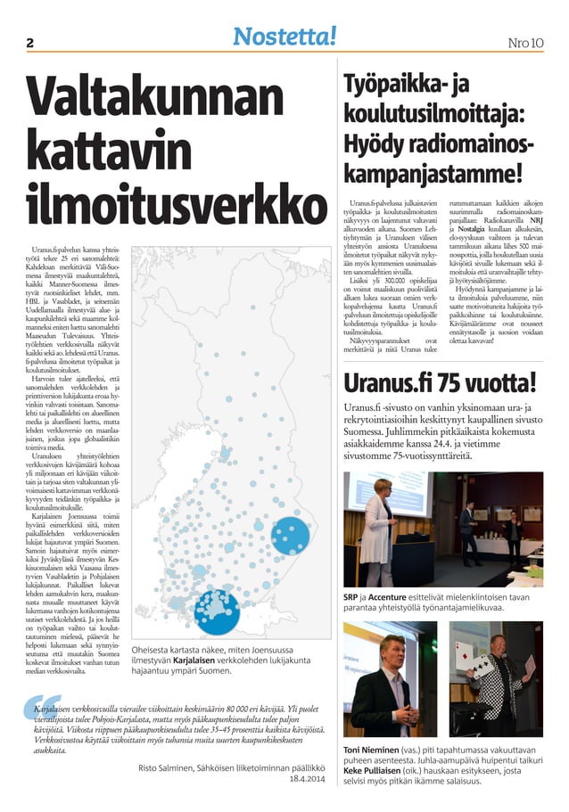 Uranus Oy:n rekrytointijulkaisu - Nostetta nro 10 | PDF