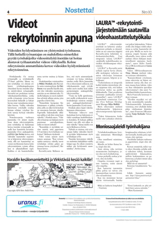 Uranus Oy:n rekrytointijulkaisu - Nostetta nro 10 | PDF