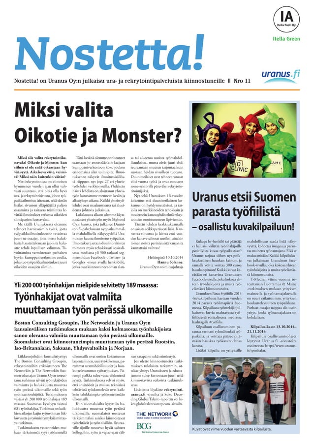 Uranus Oy:n rekrytointijulkaisu - Nostetta nro 11 | PDF