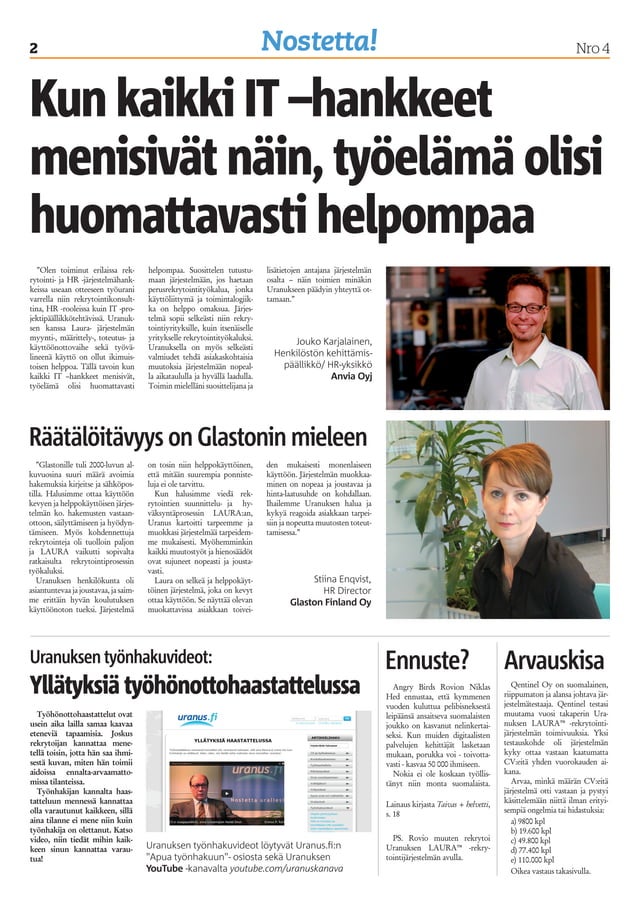 Uranus Oy:n rekrytointijulkaisu - Nostetta nro 4 | PDF
