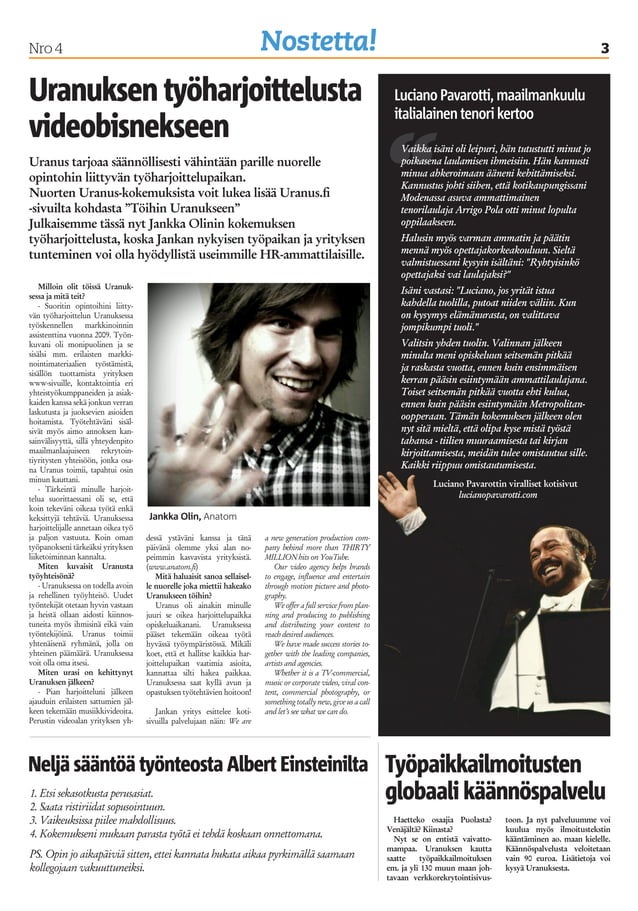 Uranus Oy:n rekrytointijulkaisu - Nostetta nro 4 | PDF