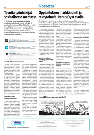 Uranus Oy:n rekrytointijulkaisu - Nostetta nro 7 | PDF