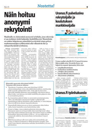 Uranus Oy:n rekrytointijulkaisu - Nostetta nro 9 | PDF