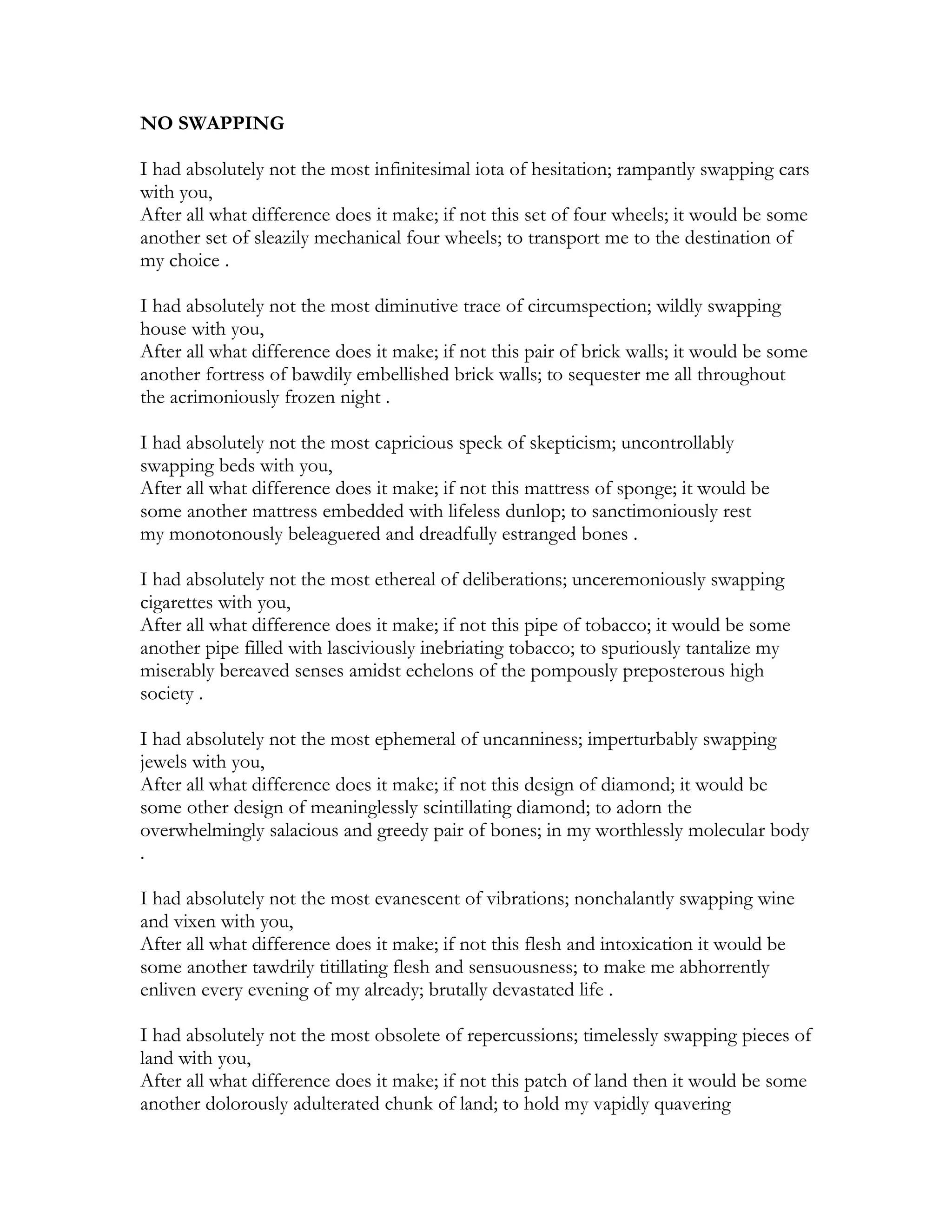 No Swapping | DOC | Bars & Restaurants | Attractions