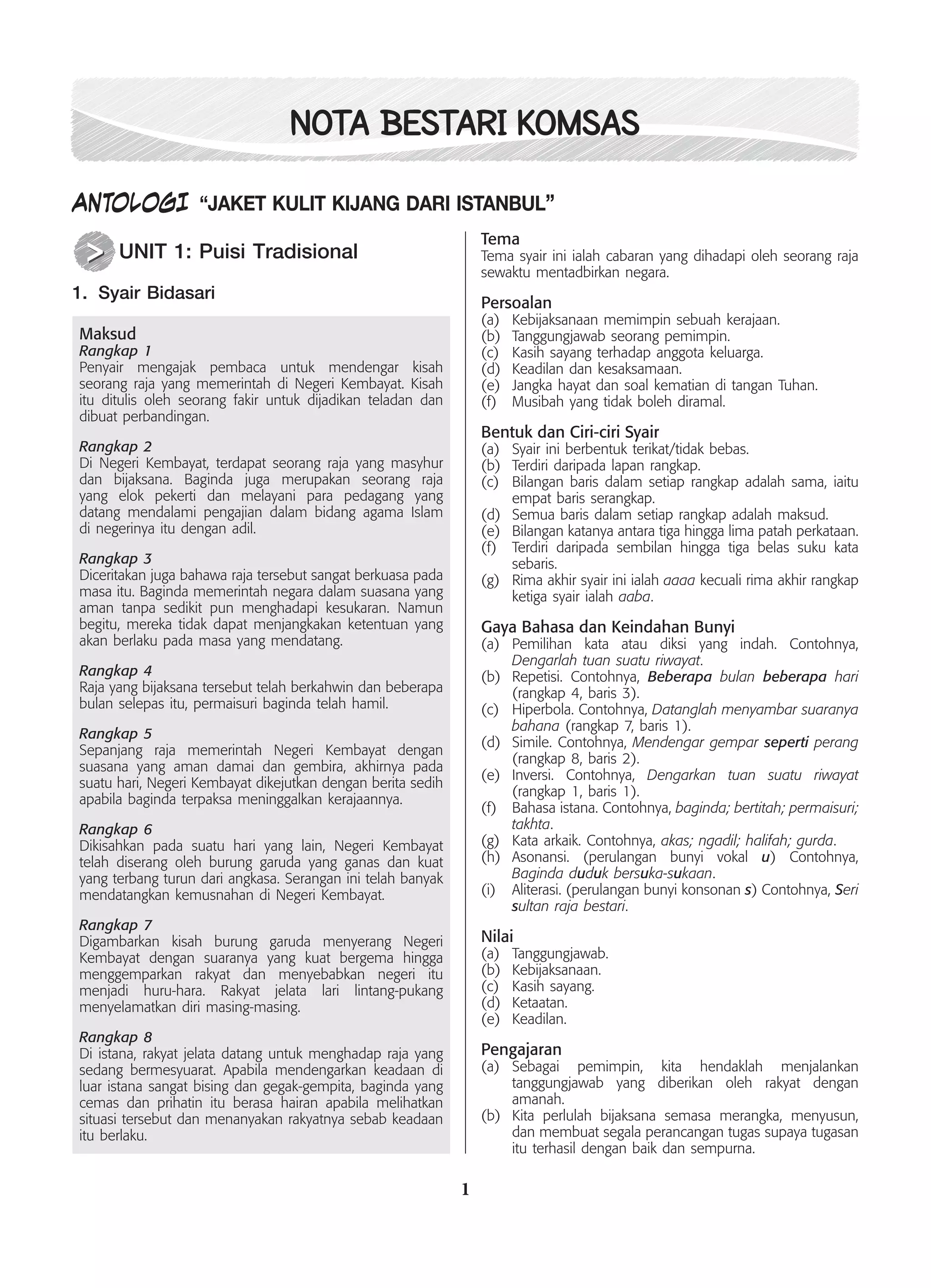 Nota bestari-komsas-tingkatan-4 | PDF