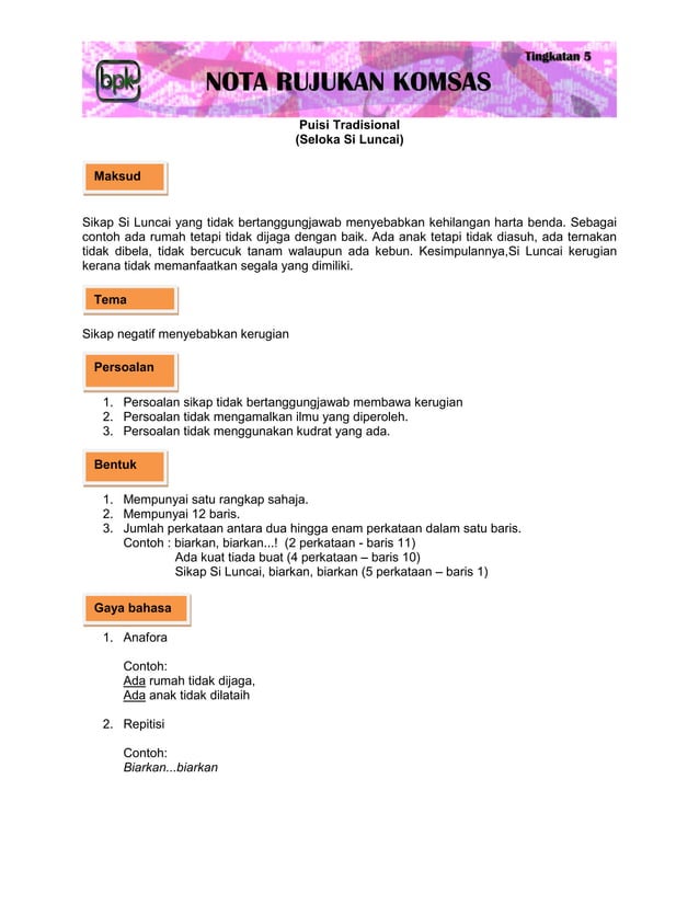 Seloka Si Luncai | PDF