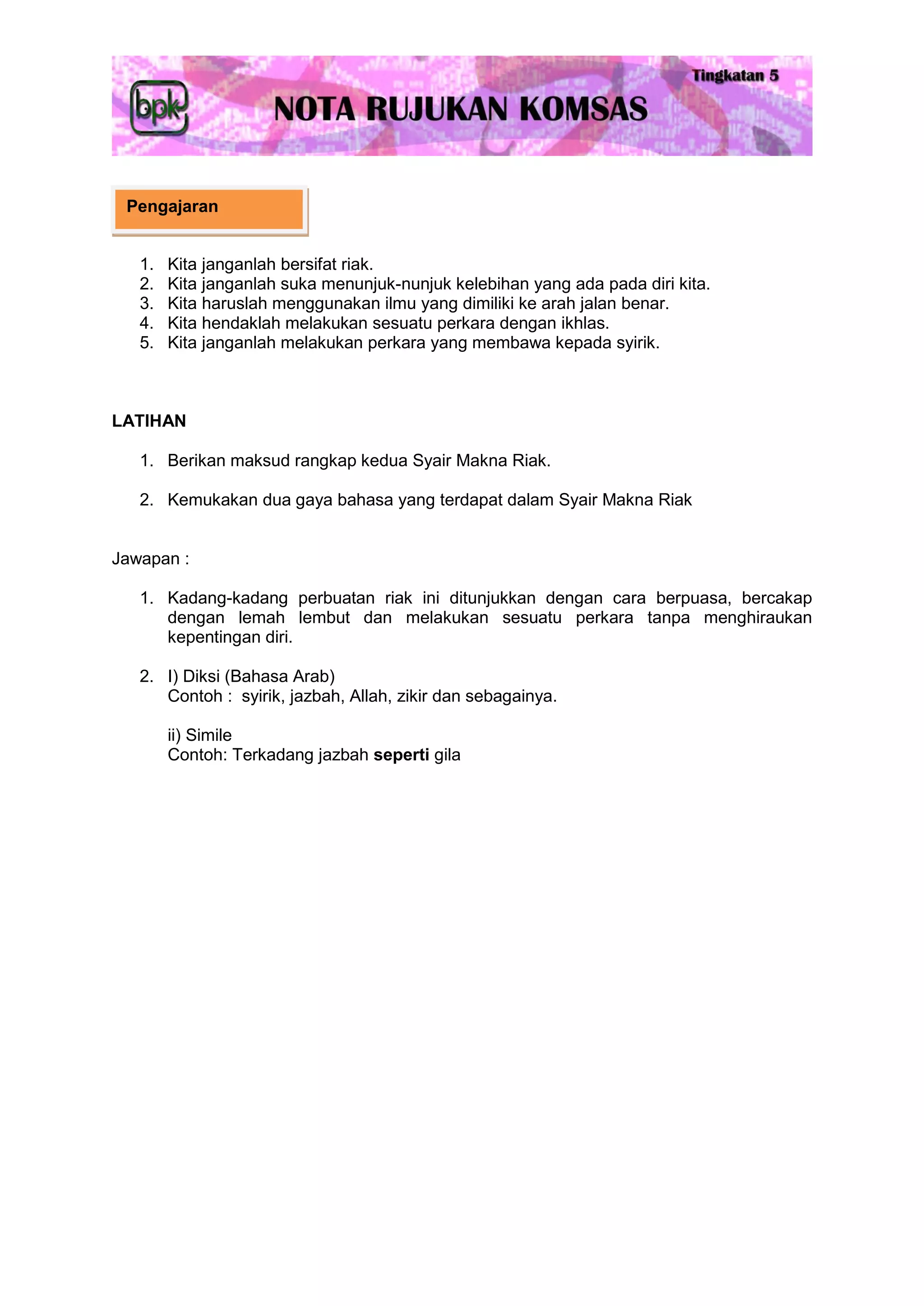 Syair Makna Riak | PDF