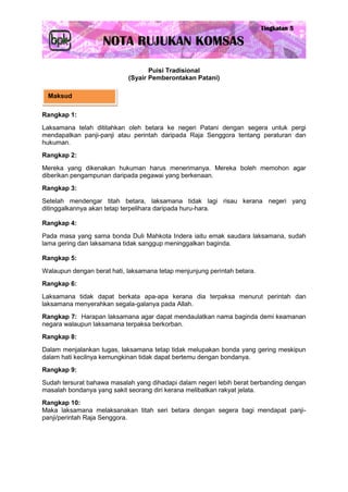 Syair Pemberontakan Patani | PDF