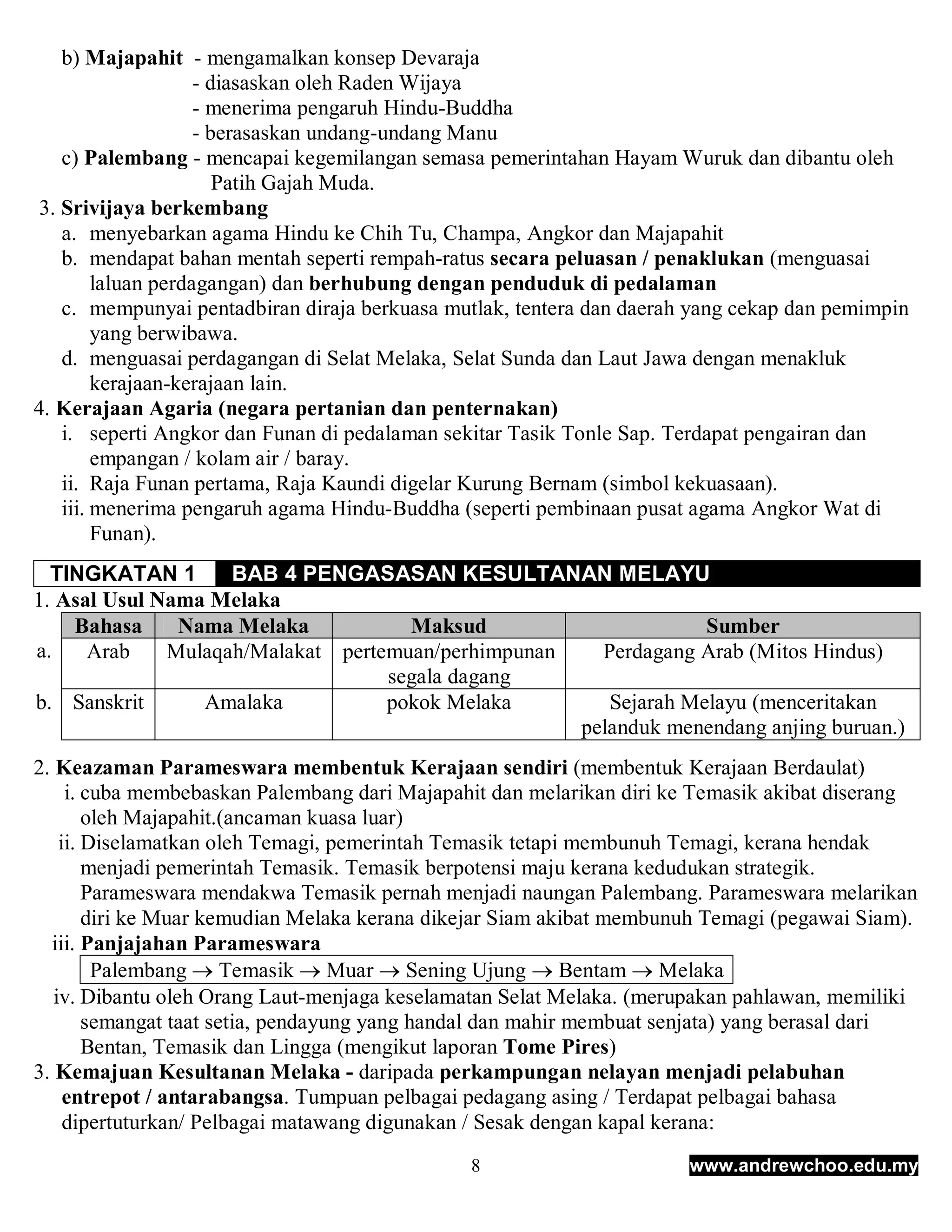 Nota Sejarah Tingkatan 1 | PDF