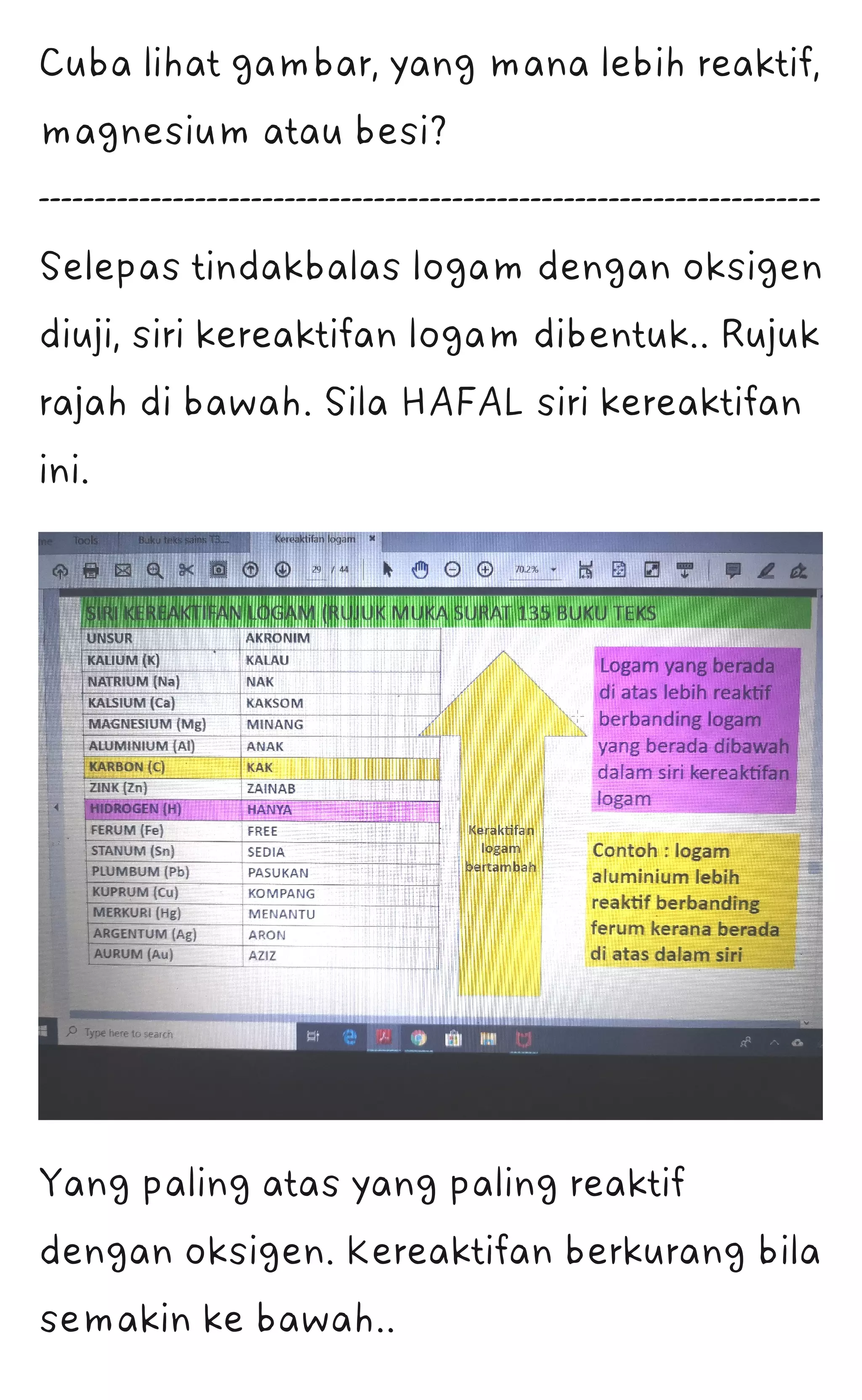 NOTA BAB 4 (SIRI KEREAKTIFAN LOGAM) SAINS TINGKATAN 3 KSSM | PDF