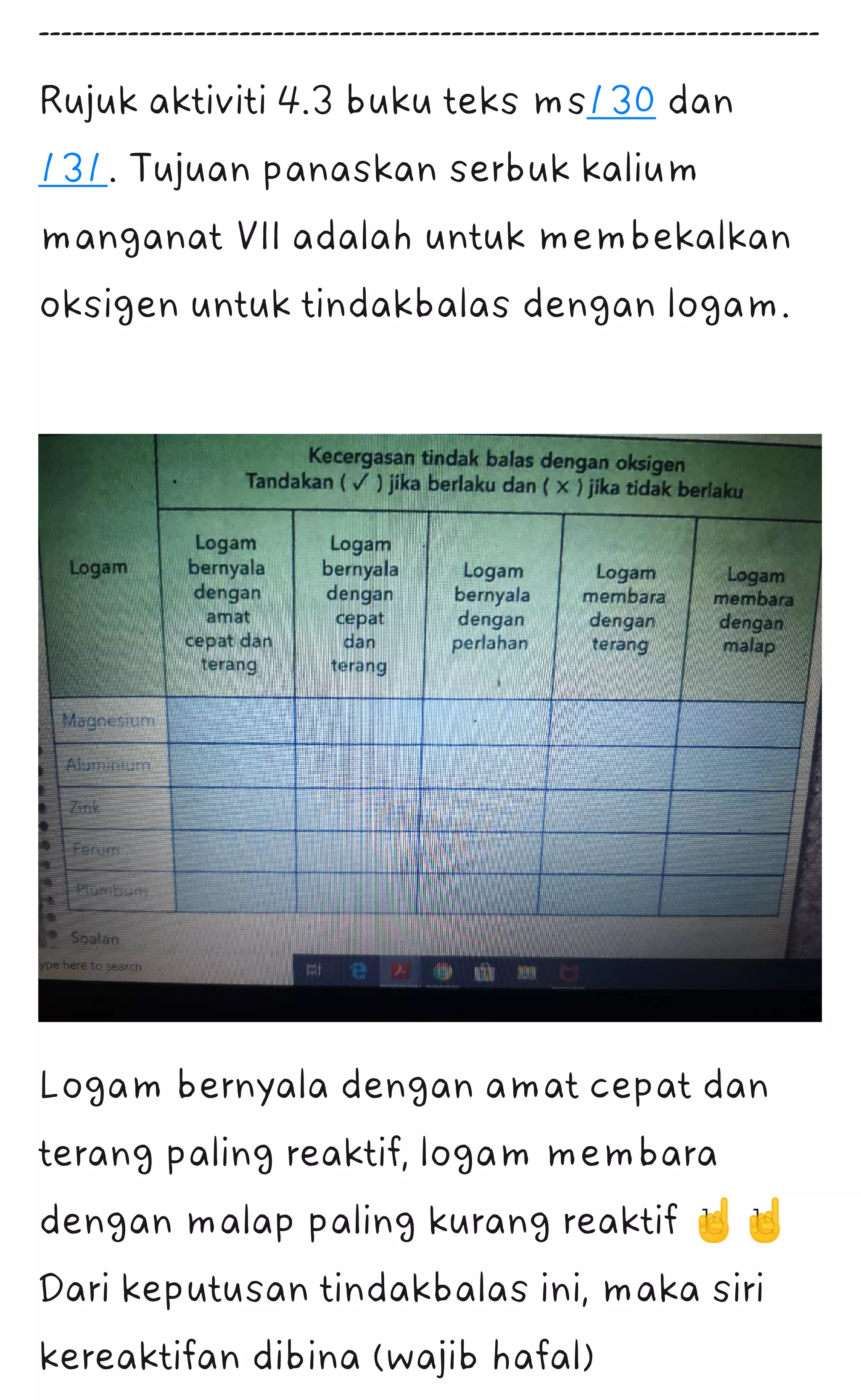 Nota Bab 4 Siri Kereaktifan Logam Sains Tingkatan 3 Kssm Pdf