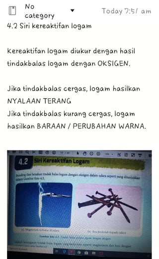 NOTA BAB 4 (SIRI KEREAKTIFAN LOGAM) SAINS TINGKATAN 3 KSSM | PDF