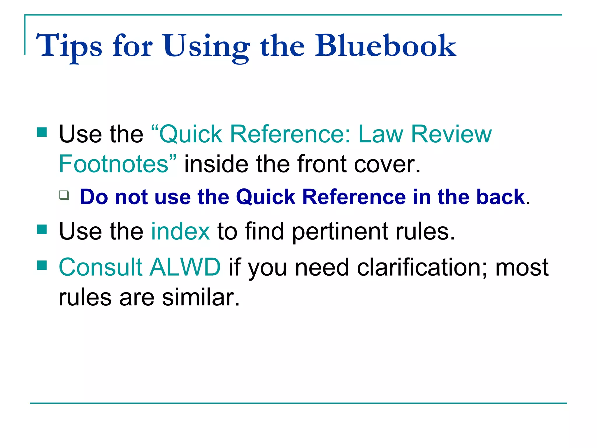 Notable alwd bluebook differences third ed | PPT | Auto Type | Automotive