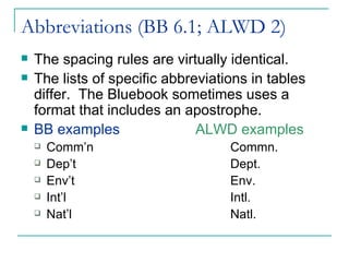 Notable alwd bluebook differences third ed | PPT | Auto Type | Automotive