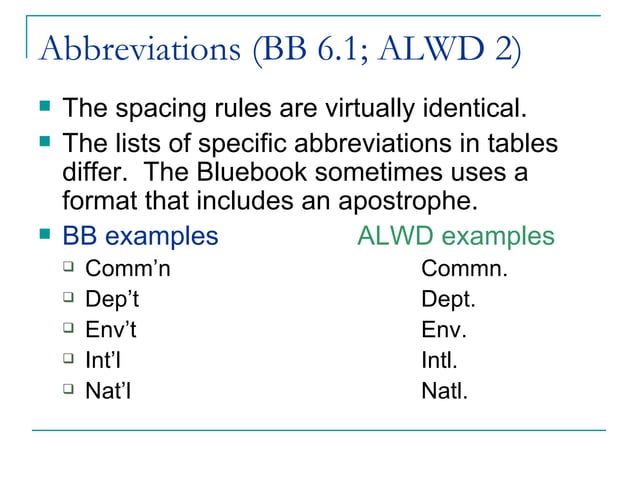 Notable alwd bluebook differences third ed | PPT | Auto Type | Automotive