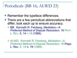 Notable alwd bluebook differences third ed | PPT | Auto Type | Automotive