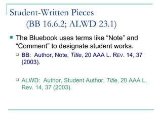 Notable alwd bluebook differences third ed | PPT | Auto Type | Automotive