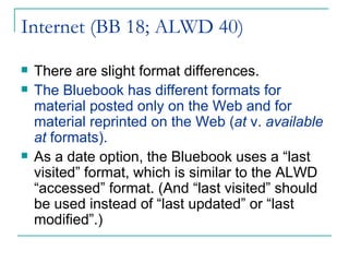 Notable alwd bluebook differences third ed | PPT | Auto Type | Automotive