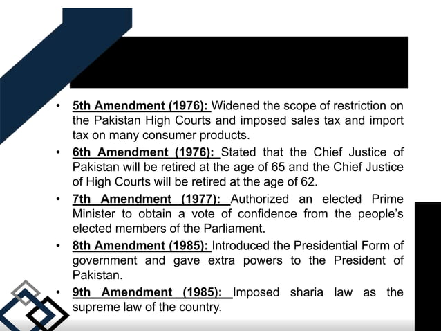notable amendments for the constitution of pakistan | PPTX | Islam ...