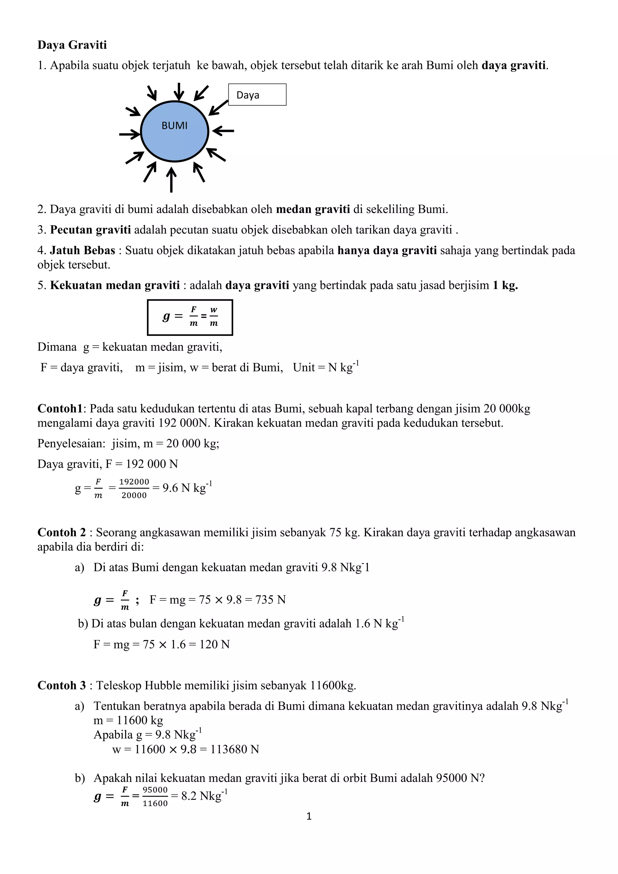 Nota daya graviti | PDF